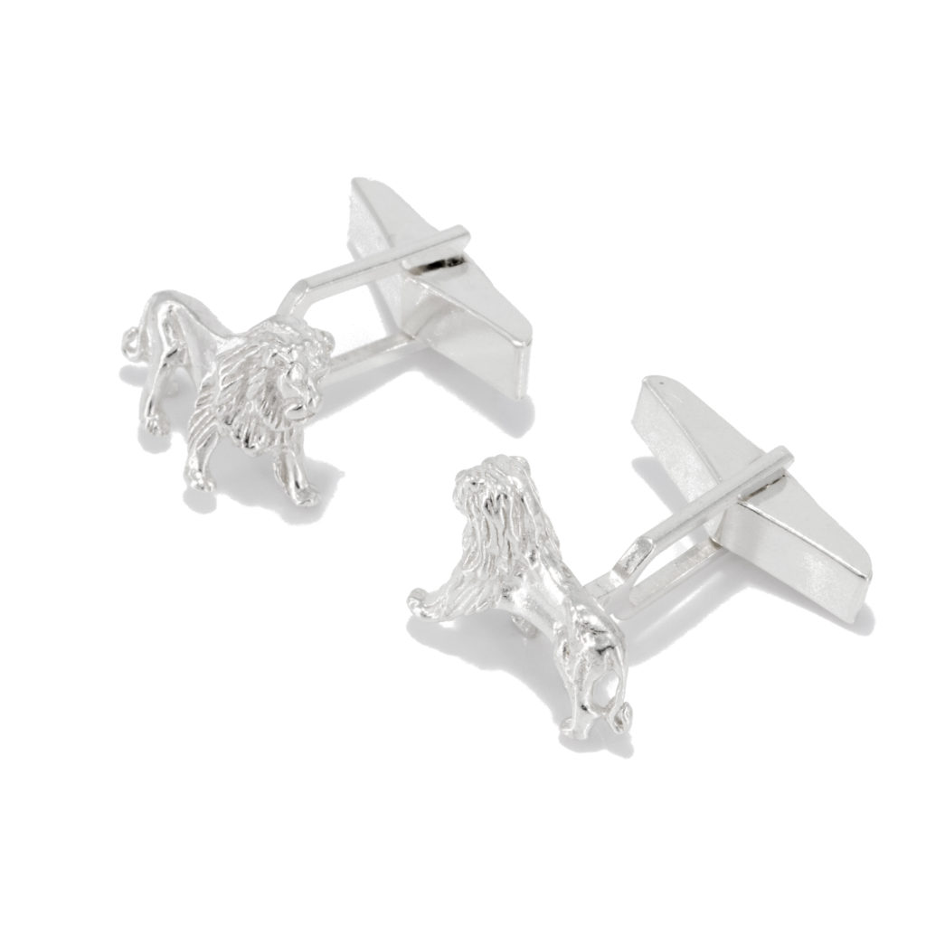 Sterling Silver Lion Cufflinks | Silver Wild Animal Cufflinks