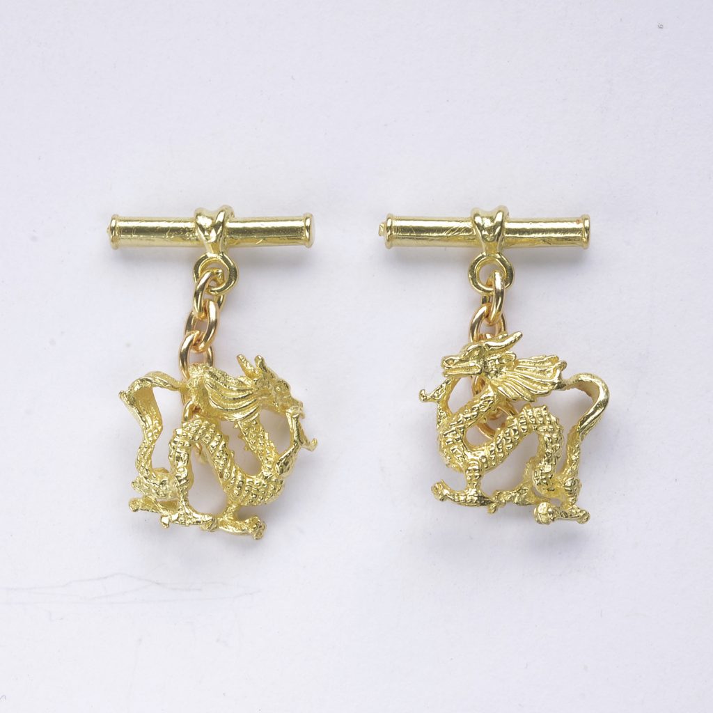 Solid 18ct Gold Oriental Dragon Cufflinks | Mythical Cufflinks
