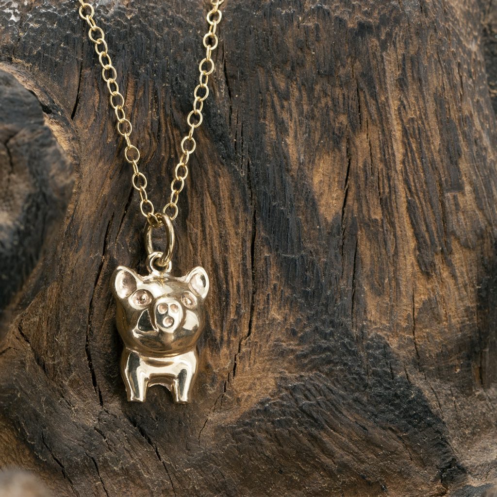 Solid Gold Pig Pendant | Bespoke Farm Animal Pendant