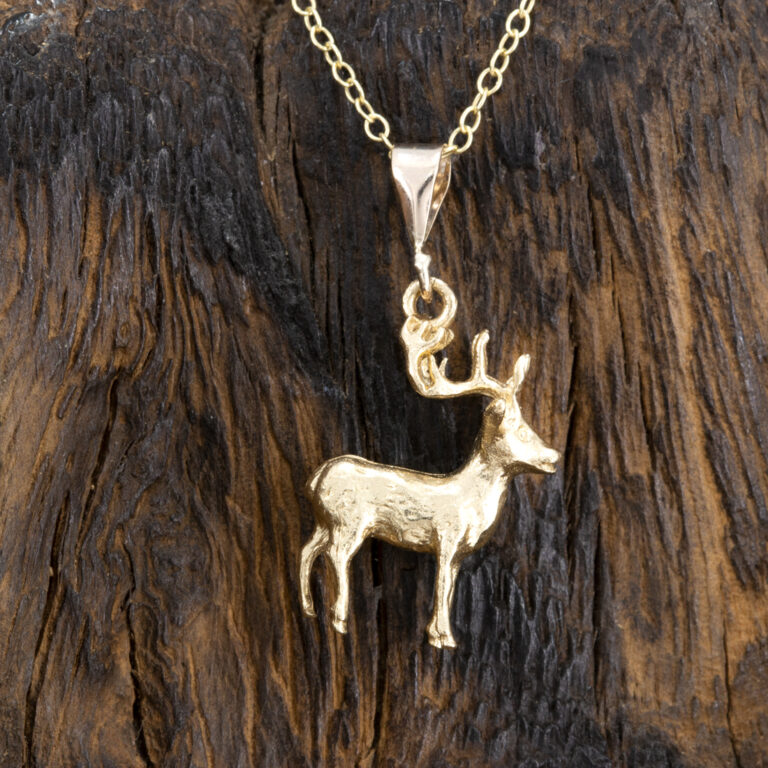 Stag pendant in solid 9 carat yellow gold - Simon Kemp Jewellers